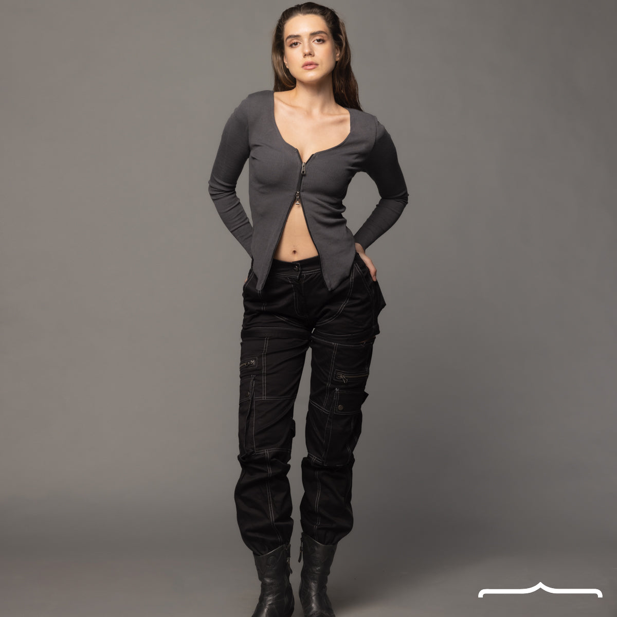 Double Sided Zipper Top in Gray | Shop Online From Stache