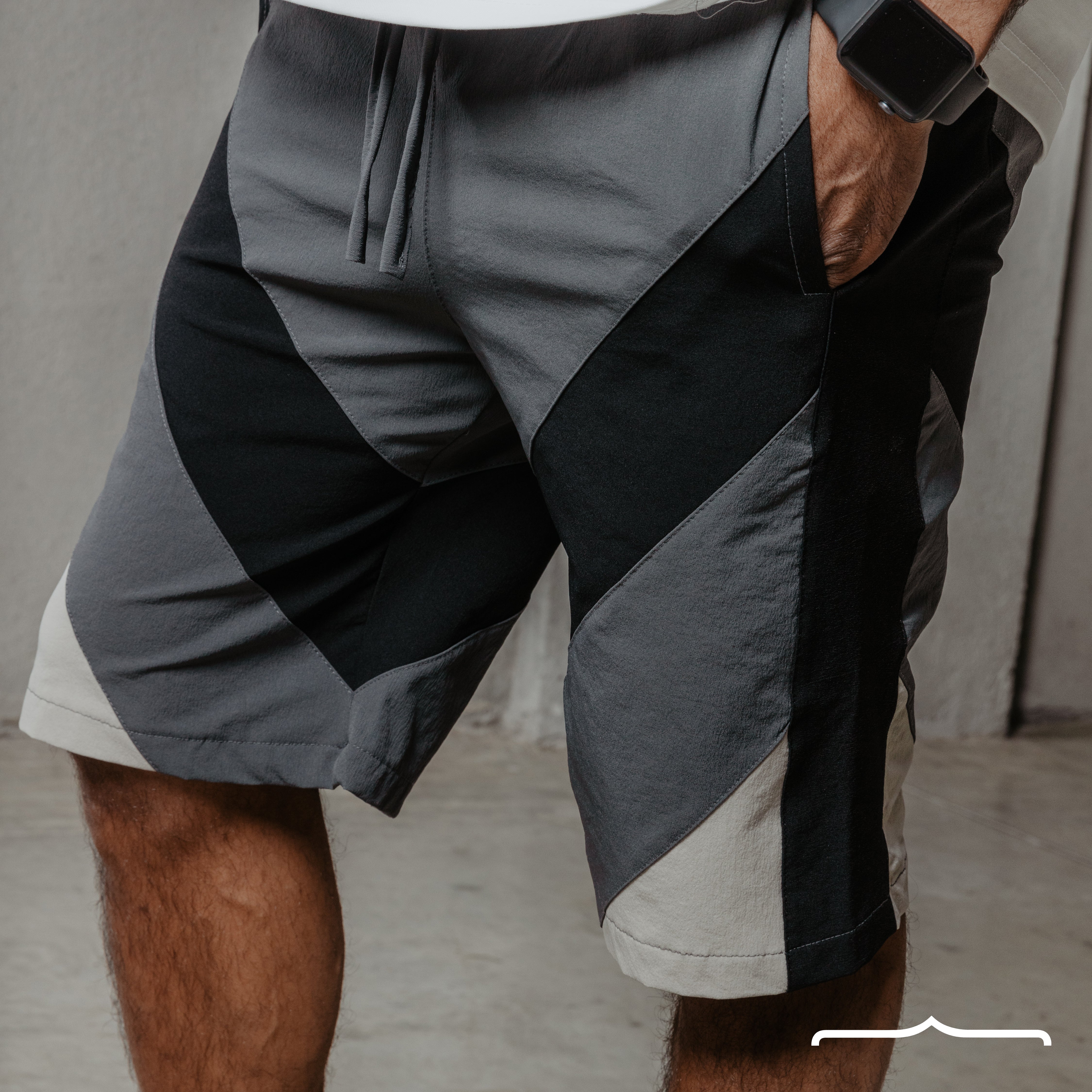 Color Block Shorts in Grey - Bold & Stylish Design